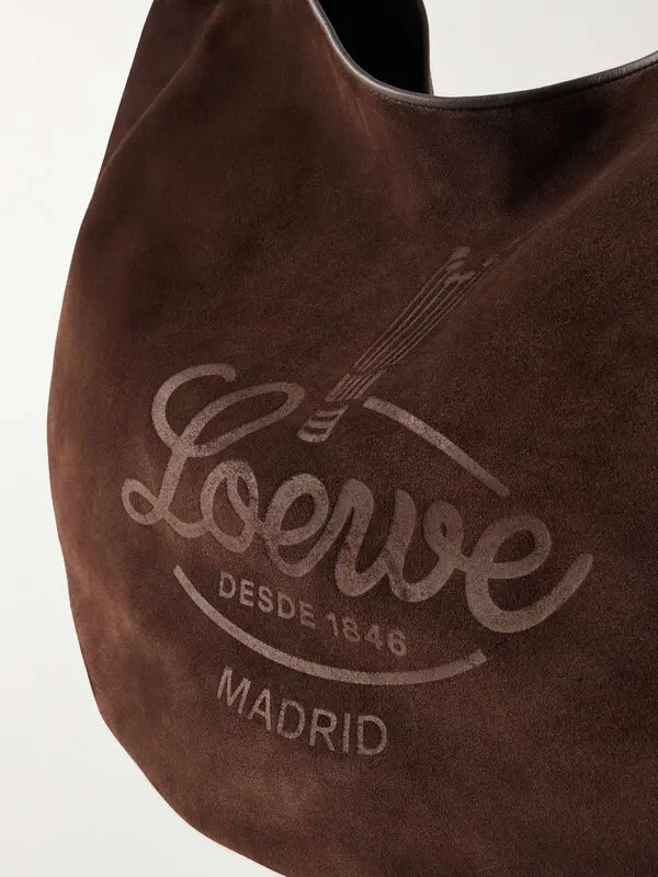 Loewe Logo-debossed Leather-trimmed Suede Tote