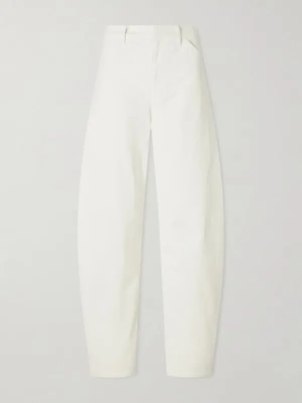 NILI LOTAN Tribeca Cotton-blend Tapered Pants - Neutrals