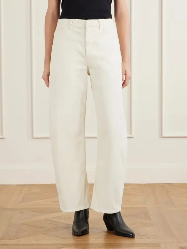 NILI LOTAN Tribeca Cotton-blend Tapered Pants - White