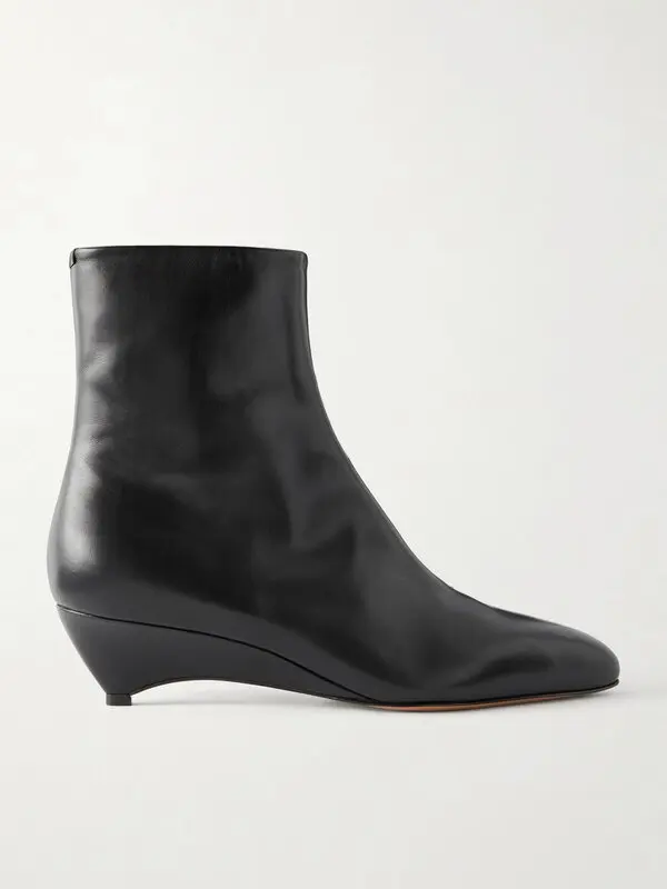 JIL SANDER Arc Leather Ankle Boots - Black
