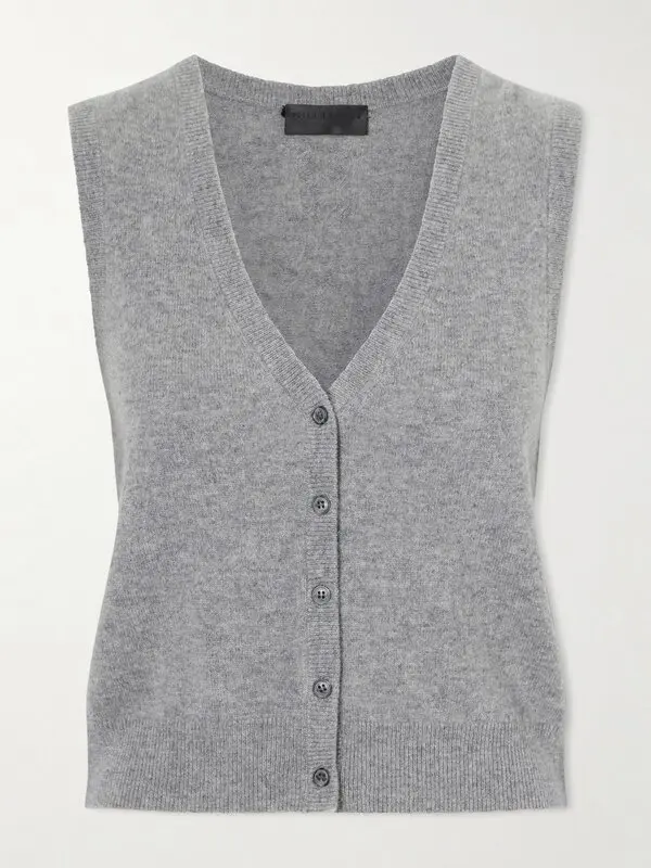 NILI LOTAN Porter Cashmere Sweater Vest - Gray