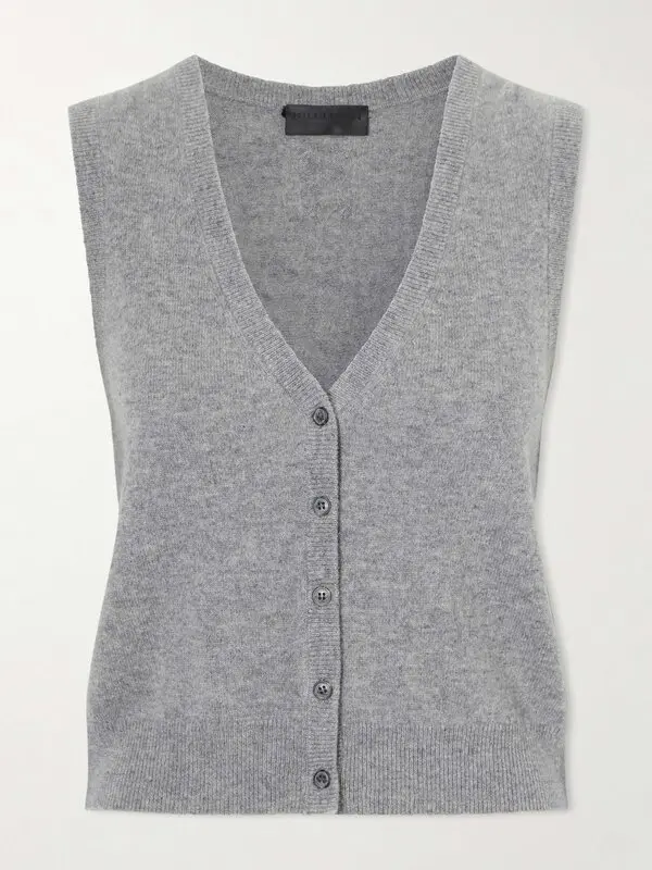 NILI LOTAN Porter Cashmere Sweater Vest - Light Gray