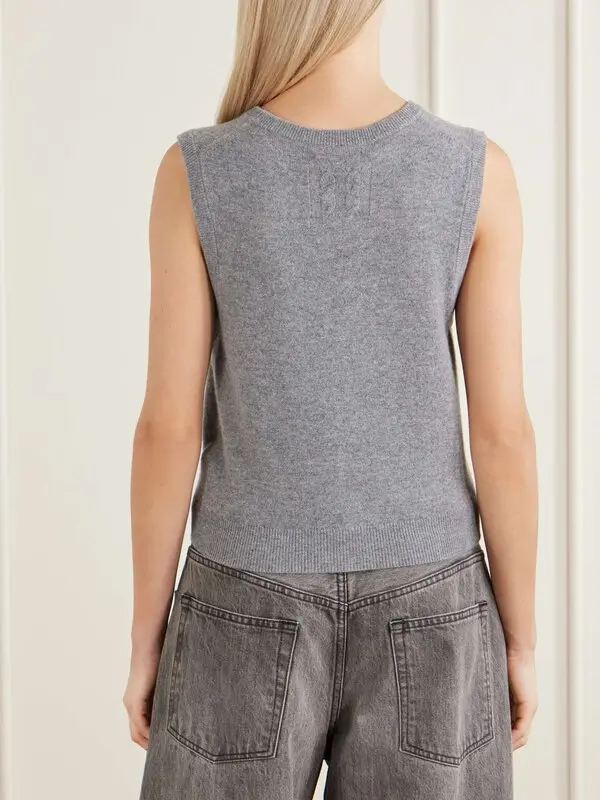 NILI LOTAN Porter Cashmere Sweater Vest - Light Gray