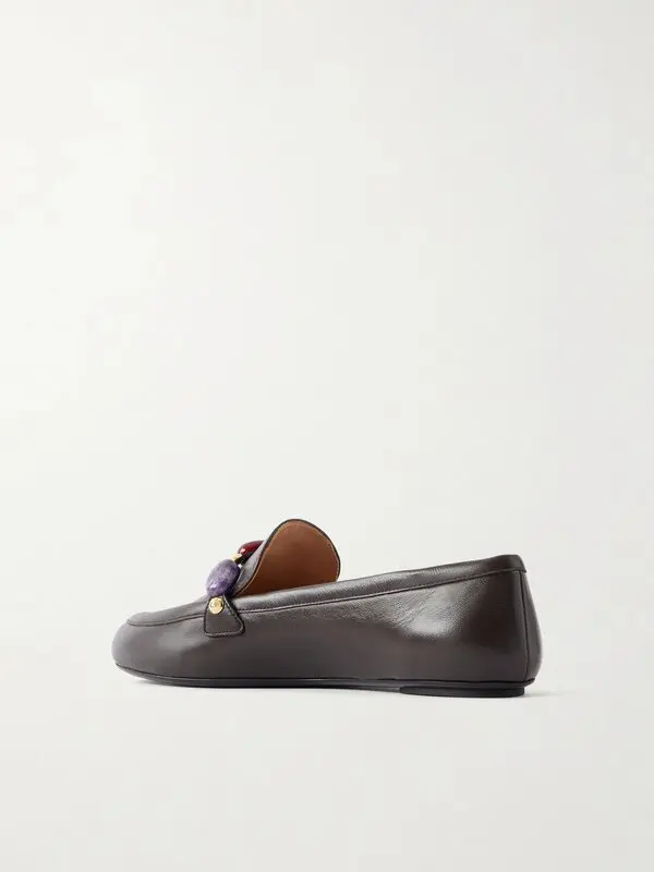 GIANVITO ROSSI Embellished Leather Loafers