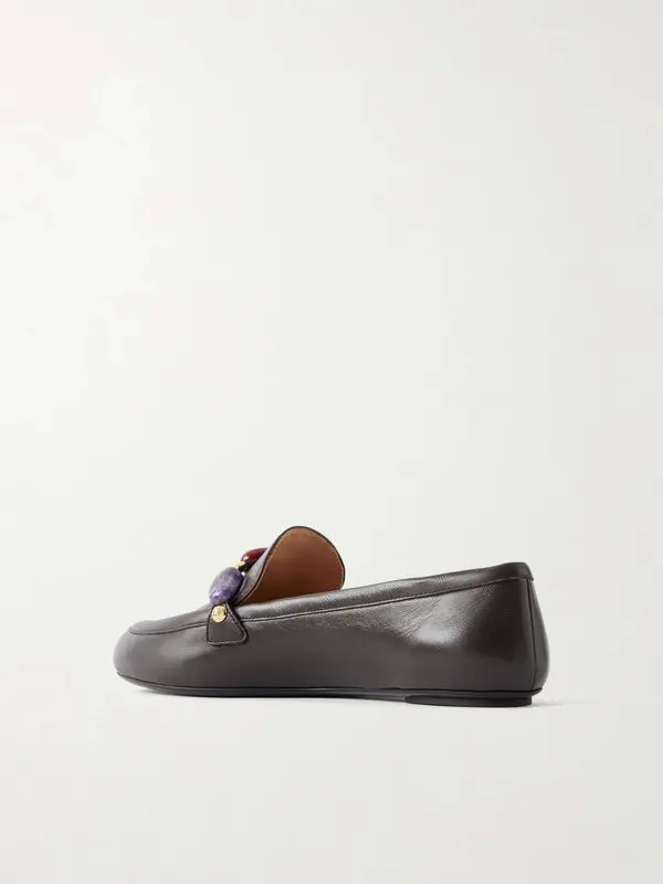 GIANVITO ROSSI Embellished Leather Loafers