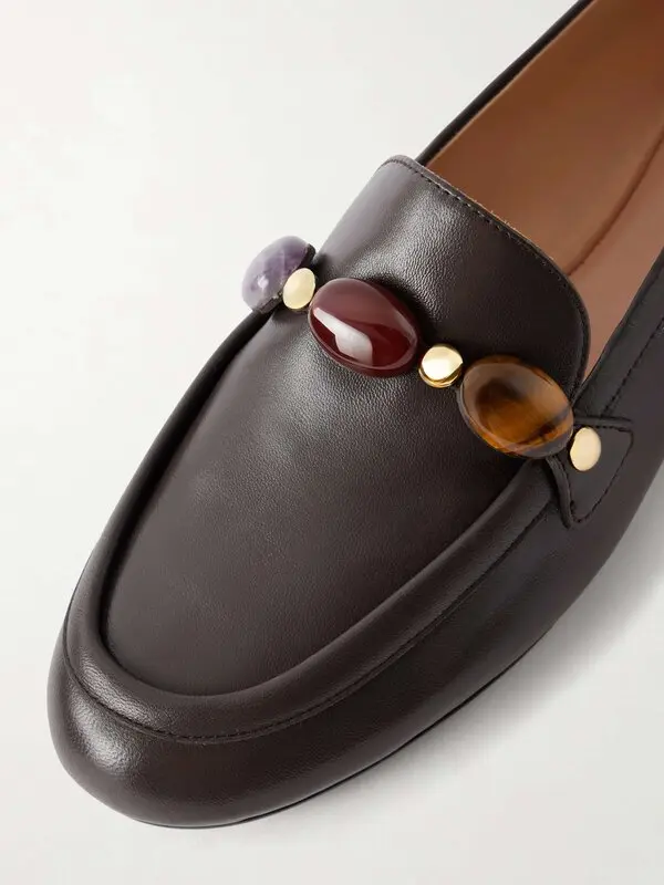GIANVITO ROSSI Embellished Leather Loafers
