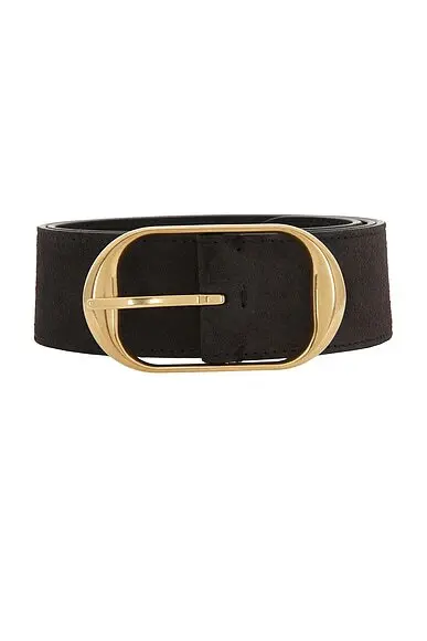 NILI LOTAN Wide Calfskin Suede Belt With Bronze-tone Hardware - Espresso
