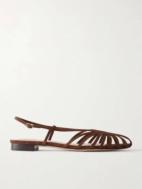 LOEFFLER RANDALL Devon Moiré Slingback Flats - Chocolate