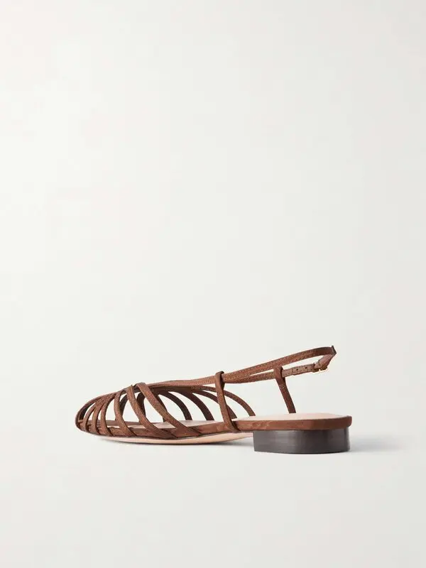 LOEFFLER RANDALL Devon Moiré Slingback Flats - Chocolate