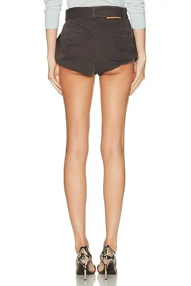 Magda Butrym Belted Denim Shorts With Bubble Hem