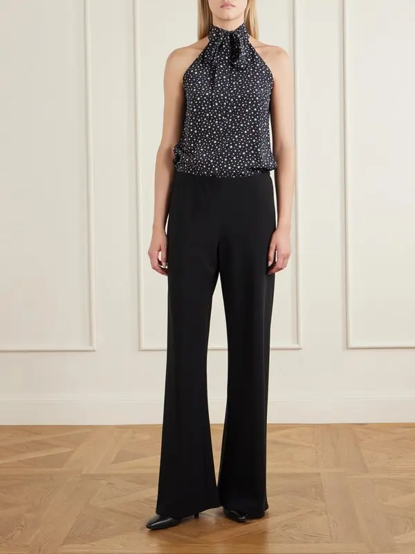 NILI LOTAN Alla Polka-star Halterneck Silk Blouse - Black