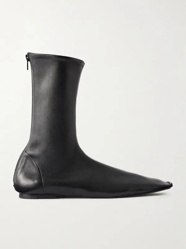 Khaite Marlene Leather Ankle Boots - Black