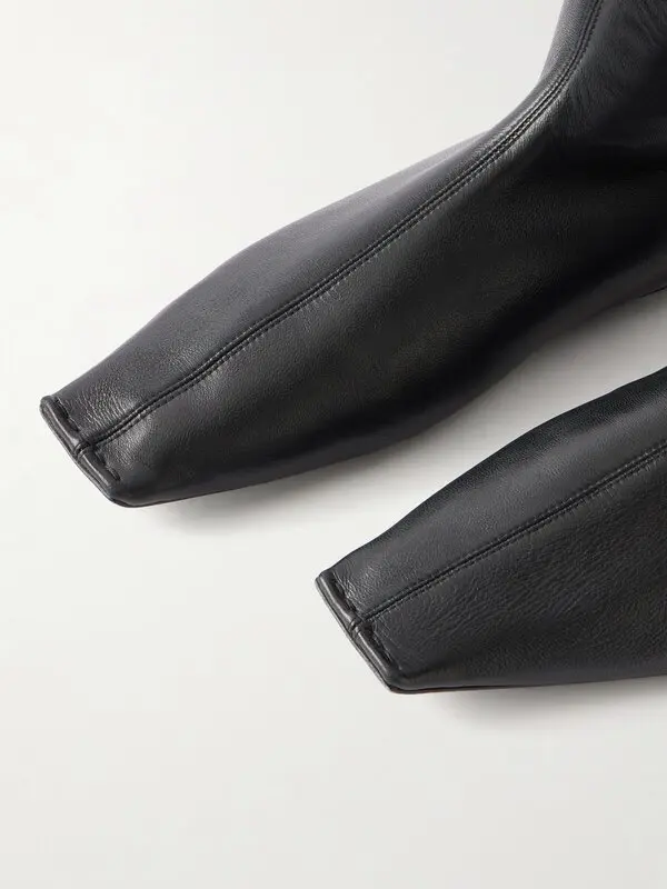 Khaite Marlene Leather Ankle Boots - Black
