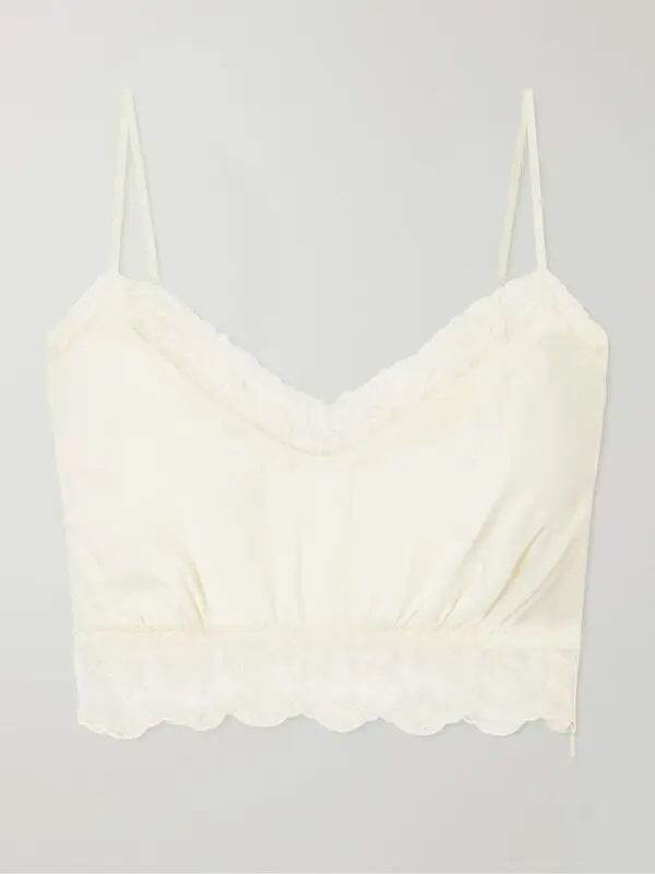 Simone Rocha Lace-trimmed Crepe De Chine Bralette