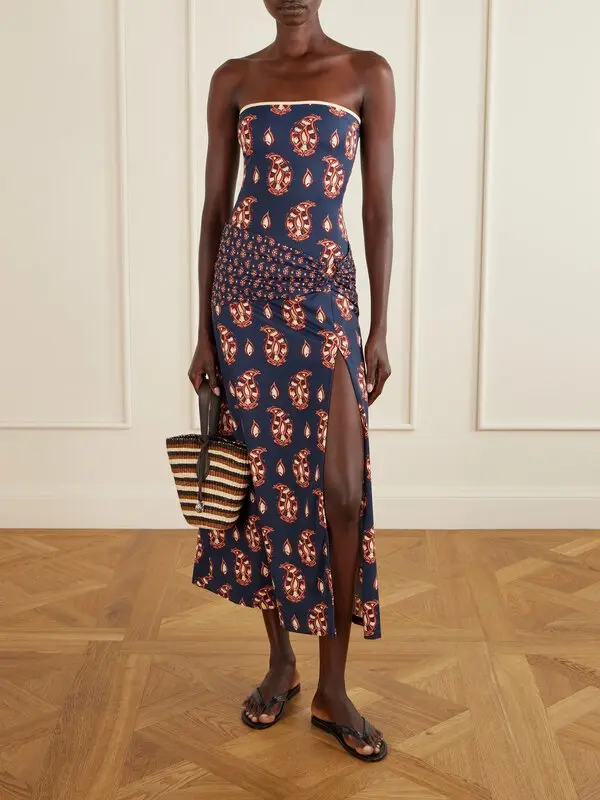 Johanna Ortiz Under The Sun" Printed Ruched Skirt - Blue