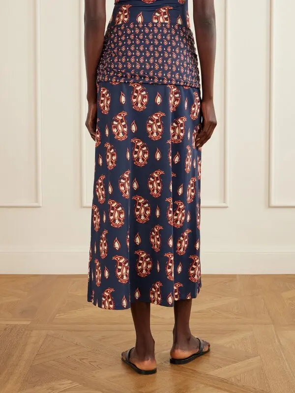 Johanna Ortiz Under The Sun" Printed Ruched Skirt - Blue
