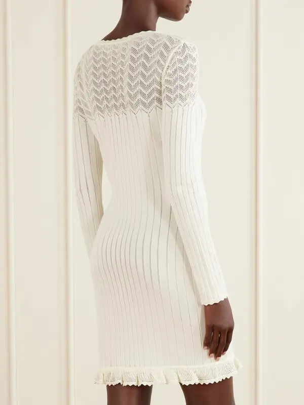 Alexander McQueen Embroidered Ribbed-knit Mini Dress