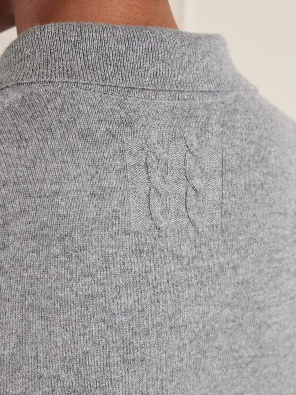NILI LOTAN Jovan Cashmere Polo Sweater - Gray