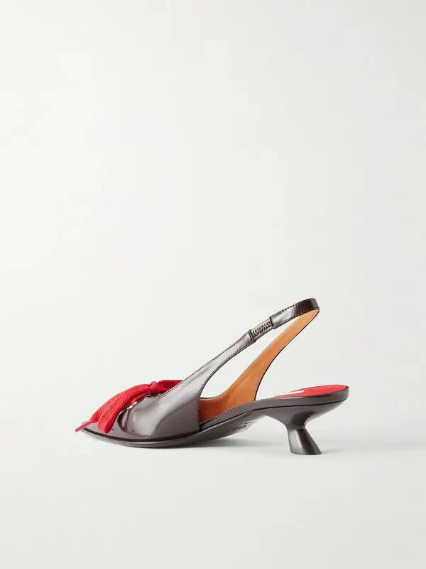Marni Kat Lace-up Leather Slingback Pumps