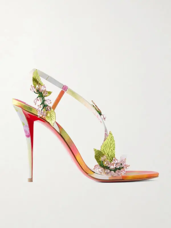 CHRISTIAN LOUBOUTIN Rosa Fruit 100 Embellished Satin Sandals - Multi