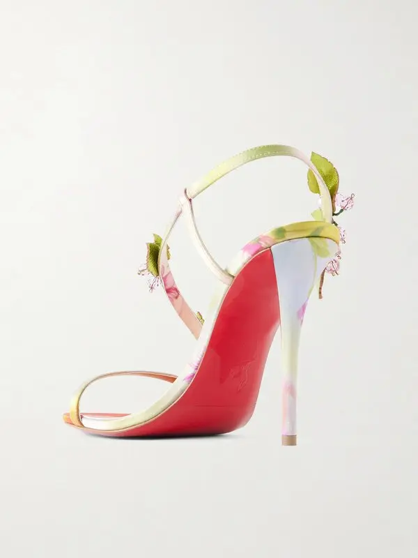 CHRISTIAN LOUBOUTIN Rosa Fruit 100 Embellished Satin Sandals - Multi