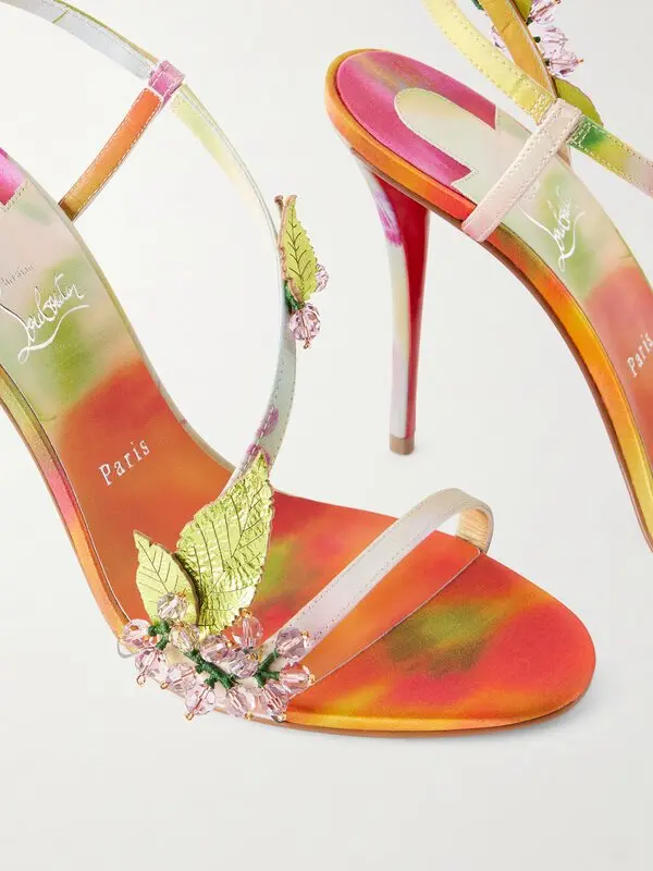 CHRISTIAN LOUBOUTIN Rosa Fruit 100 Embellished Satin Sandals - Multi
