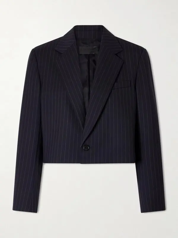 NILI LOTAN Swan Striped Wool-blend Blazer - Blue