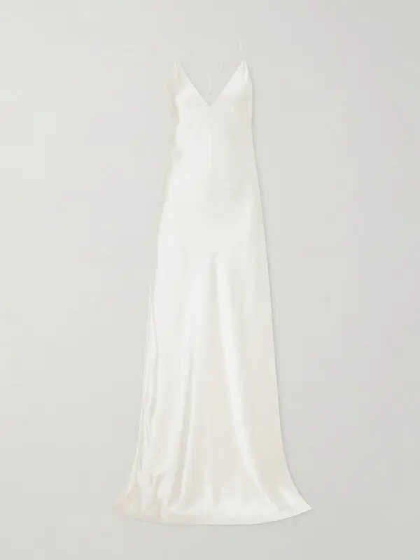 NILI LOTAN Ira Silk-charmeuse Gown - Neutrals