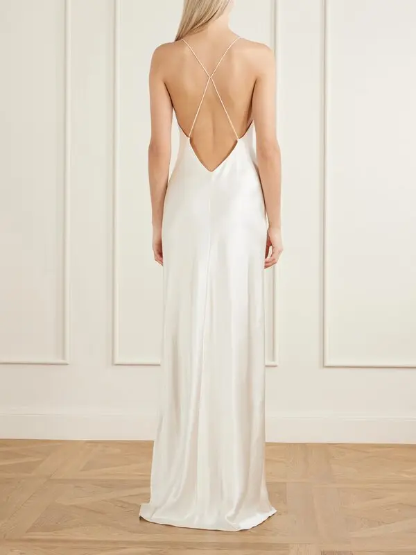 NILI LOTAN Ira Silk-charmeuse Gown - Neutrals