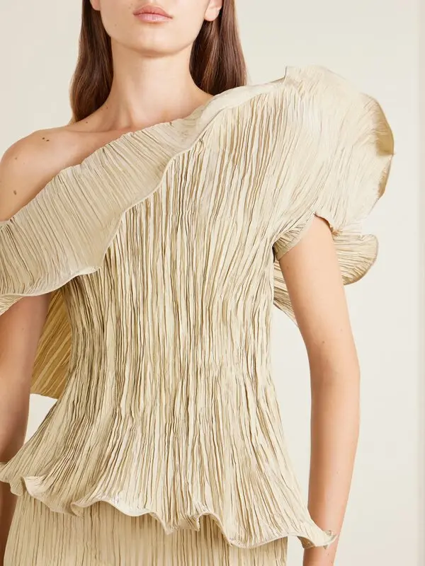 MARMAR HALIM Pleated Off-the-shoulder Taffeta Gown