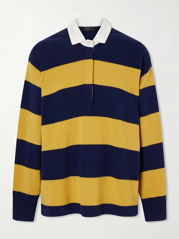 NILI LOTAN Rashida Striped Wool And Cashmere-blend Polo Sweater - Multi