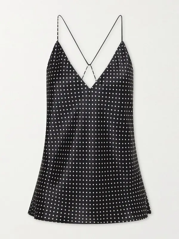 NILI LOTAN Emile Polka-dot Silk-satin Camisole