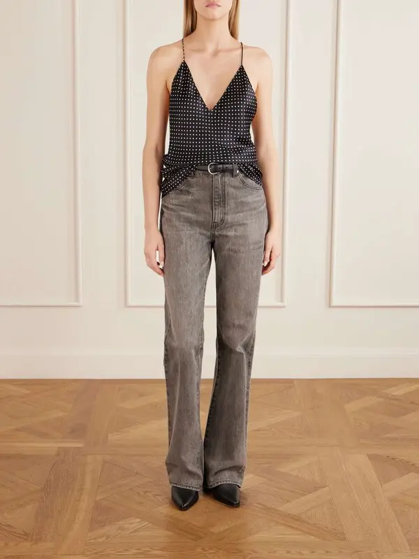 NILI LOTAN Emile Polka-dot Silk-satin Camisole