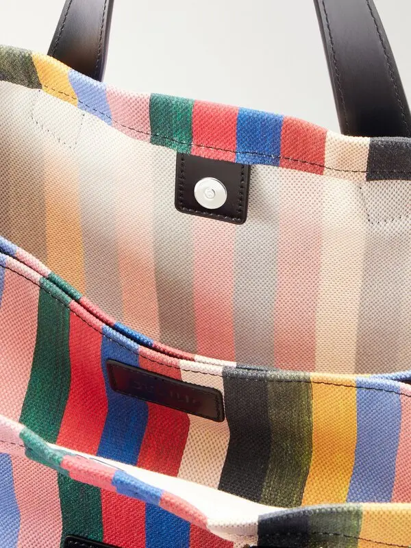 Staud Logo-embossed Striped Canvas Tote