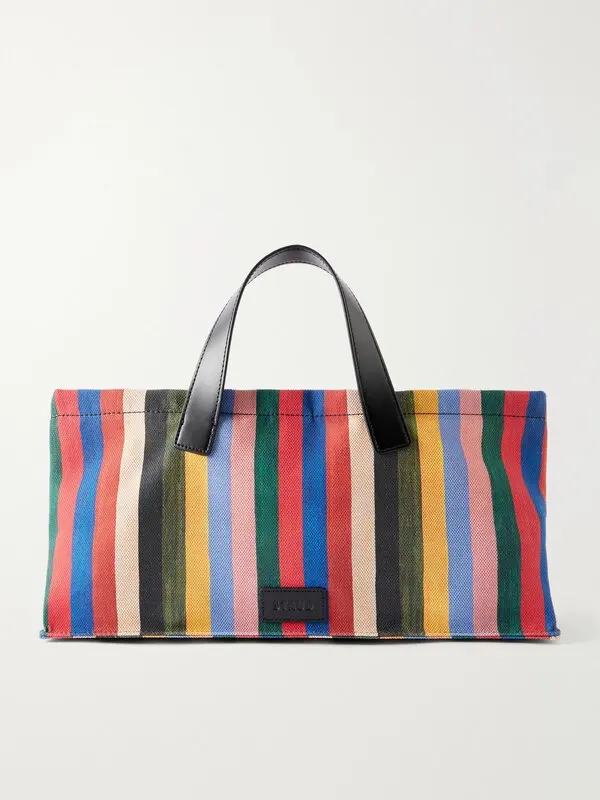 Staud Logo-embossed Striped Canvas Tote - Multi
