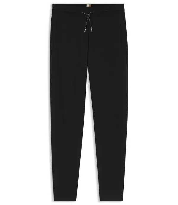 BOSS Cuffed Tracksuit Bottoms In Virgin Wool - Black