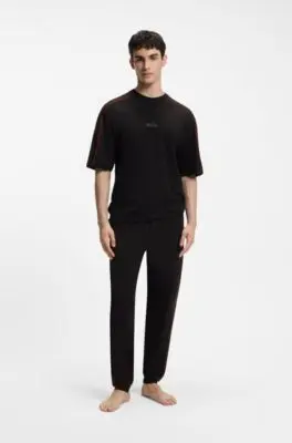 Hugo Contrast-piping T-shirt In Stretch Cotton