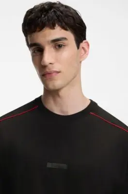 Hugo Contrast-piping T-shirt In Stretch Cotton