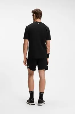 BOSS Stretch-cotton T-shirt With Tennis Artwork