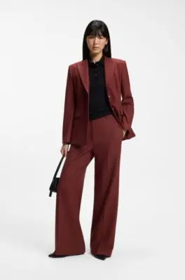 Hugo Regular-fit Wide-leg Stretch Pants - Brown