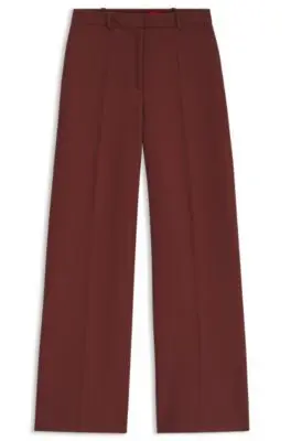 Hugo Regular-fit Wide-leg Stretch Pants - Brown