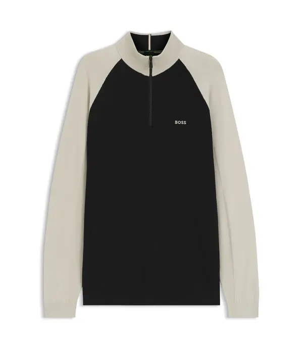 BOSS Color-blocked Sweater With Zipper Neck
