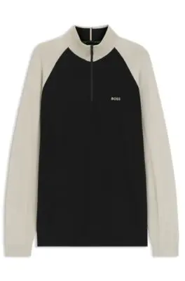 BOSS Color-blocked Sweater With Zipper Neck