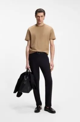 BOSS Cotton T-shirt With Two-tone Jacquard-knit Pattern