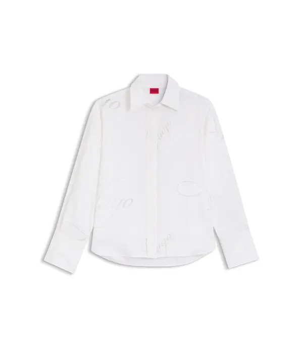 Hugo Oversized-fit Blouse With Burnout Logo Print