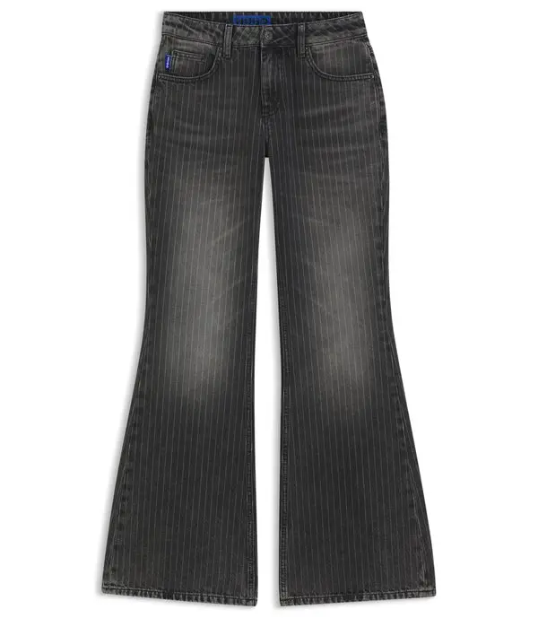 Hugo Bootcut Mid-rise Jeans In Pinstriped Cotton Blend