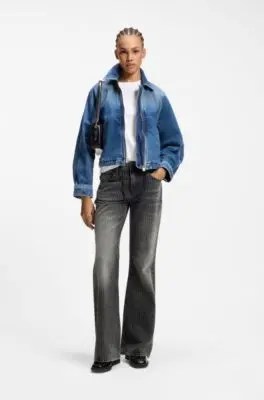 Hugo Bootcut Mid-rise Jeans In Pinstriped Cotton Blend