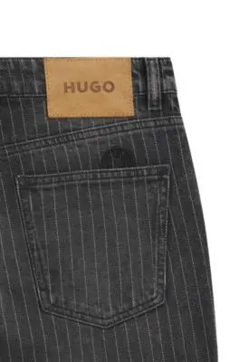 Hugo Bootcut Mid-rise Jeans In Pinstriped Cotton Blend