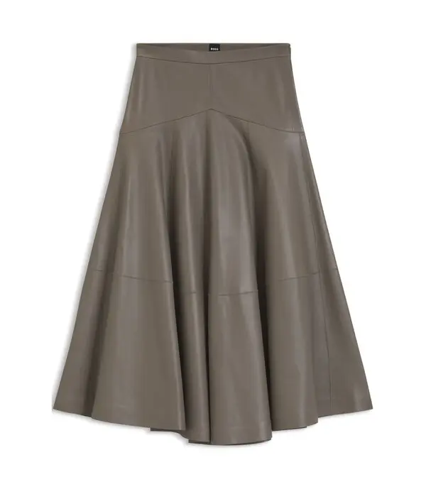BOSS Leather Midi Skirt With Bell Silhouette