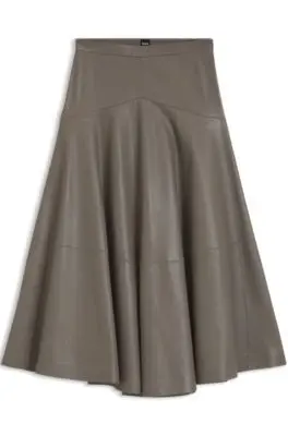 BOSS Leather Midi Skirt With Bell Silhouette